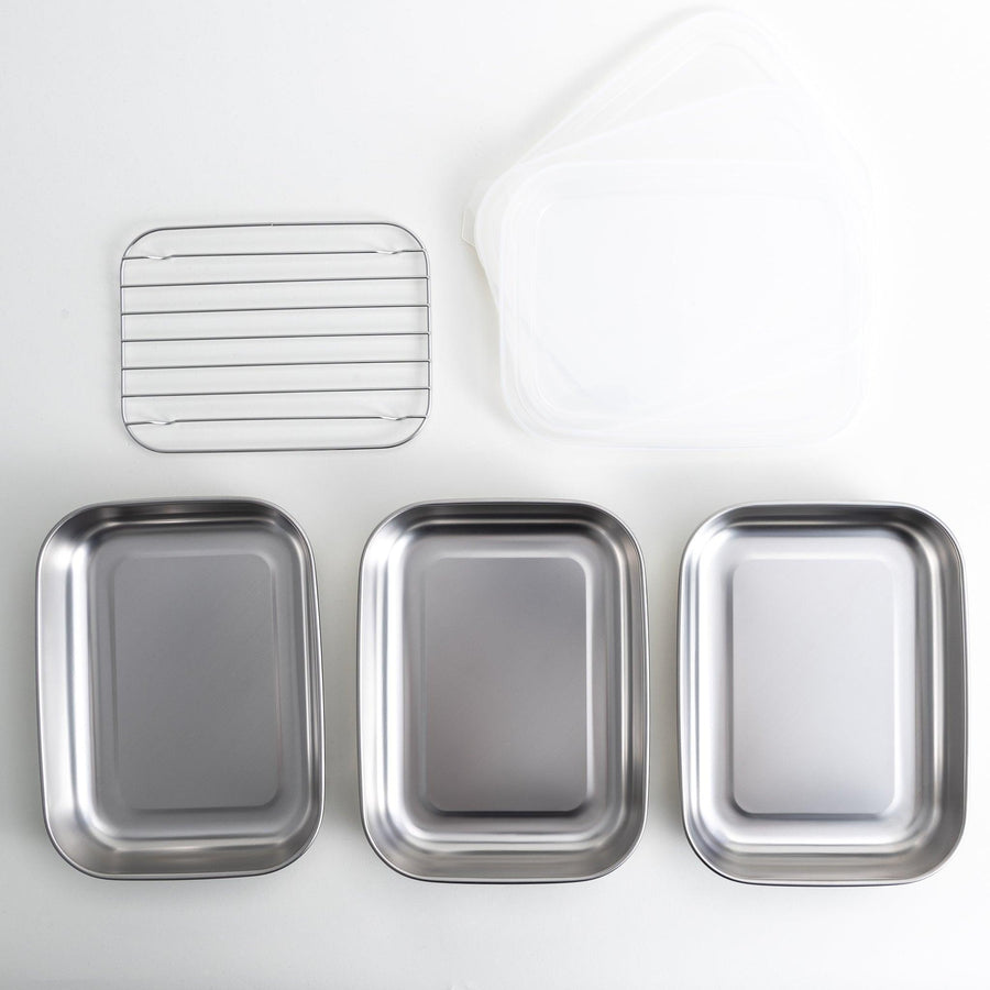 Premium Stainless Prep Trays – Perfect for Food Prep & Storage – JOC Goods